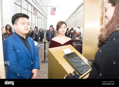 New York Usa 14th Feb 2017 Yanqiu Wang And Huan Yang Of China Are Married As Part Of The