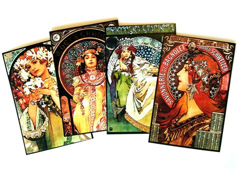 8 Pcs Mucha Stickers Large Alphonse Mucha Stickers With Etsy