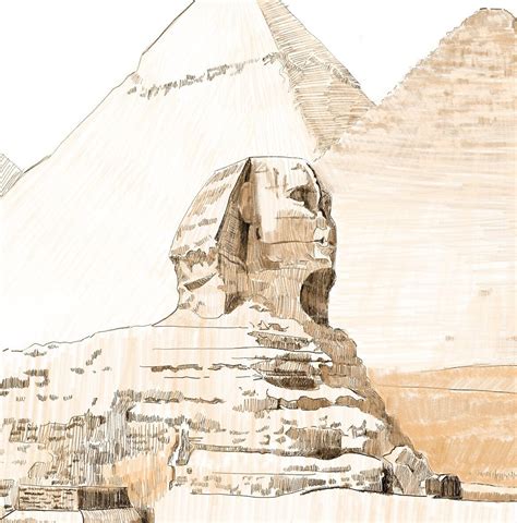 Great Sphinx Of Giza Poster Egyptian Art Prints Drawing Of The Great