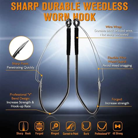 Weedless Worm Hooks Wacky Rig Hooks Texas Rig Hooks 30pcs Professional