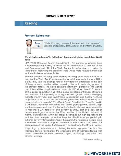 Pronoun Reference Interactive Worksheet Live Worksheets Worksheets