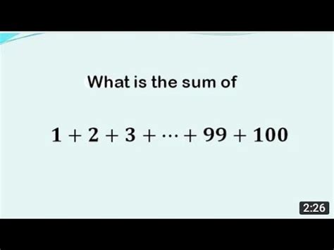 Sum Of 1 To 100 Sum Of First Hundred Numbers Math Track 💯 Youtube