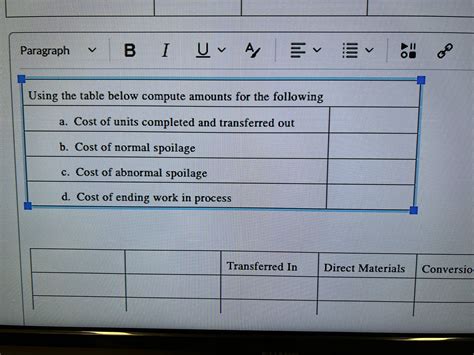 Paragraph Using The Table Below Compute Amounts For