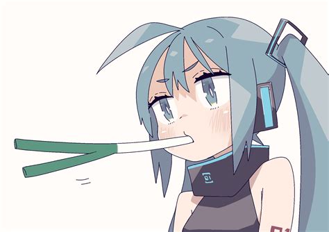 Safebooru 1girl Ahoge Blue Eyes Blue Hair Blush Eating Hatsune Miku