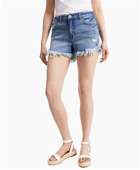 Inc International Concepts Womens Frayed High Rise Shorts Medium Indigo