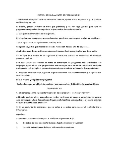 Examen Fund Prog Programa1 Examen De Fundamentos De ProgramaciÓn 1 De Acuerdo A Los Pasos