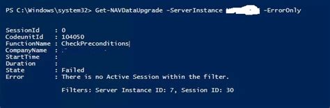 Microsoft Dynamics Nav 2016 Data Upgrade Error There Is No Active Session Within Filter