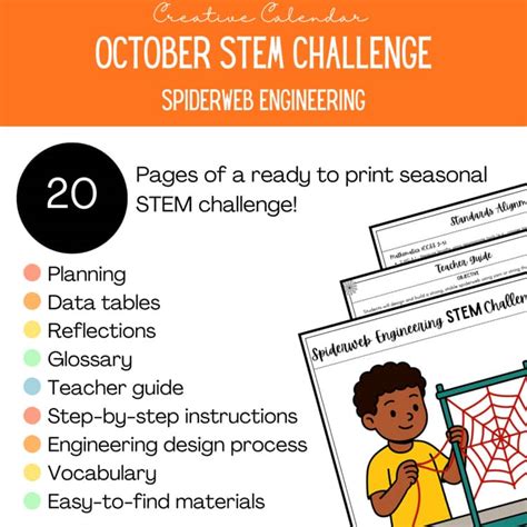 Creative Calendar Stem October Spiderweb Engineering Tpt