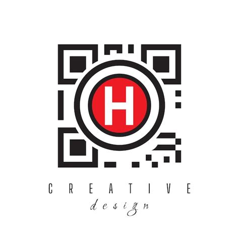 Premium Vector Letter H With Qr Code And Barcode Logo Design Circle Rounded Logo On White