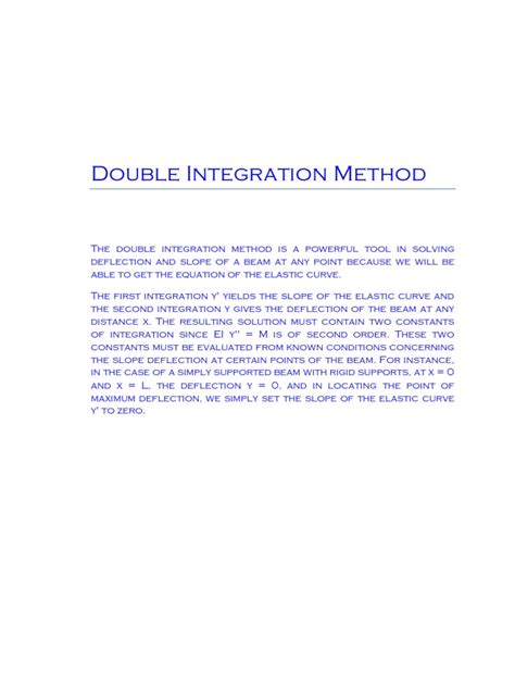Double Integration Method Pdf Beam Structure Deformation