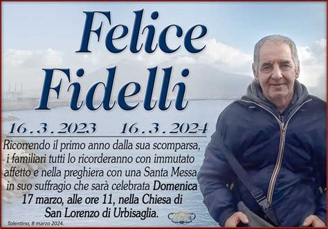 Anniversario Felice Fidelli Agenzia Impresa Funebre Tolentino