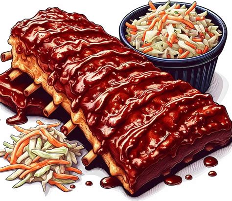 Premium Photo Simple And Clean Cartoon Illustration Of Bbq Ribs