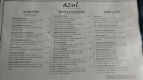 Menu At Azul Restaurant Mill Creek