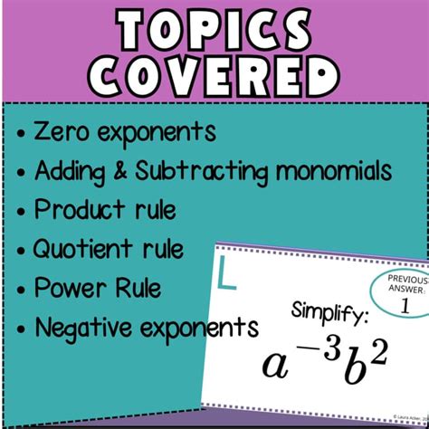 Exponent Rules Unit Grades 710 Pre Algebra Notes And Worksheets