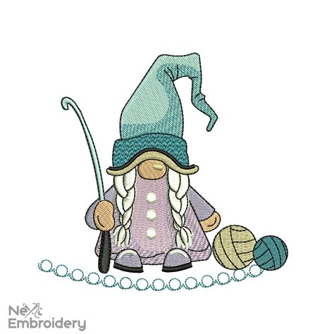 Crocheting Girl Gnome Embroidery Design Nextembroidery