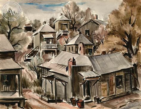 Chavez Ravine 1941 Art By James Couper Wright California Watercolor