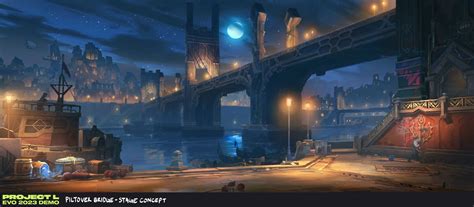 Arcane Undercity Concept Art Piltover At Night Bridge Concept Art
