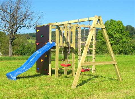 Xxl Multispielanlage Mit Doppelschaukel Kletterwand Reckstange