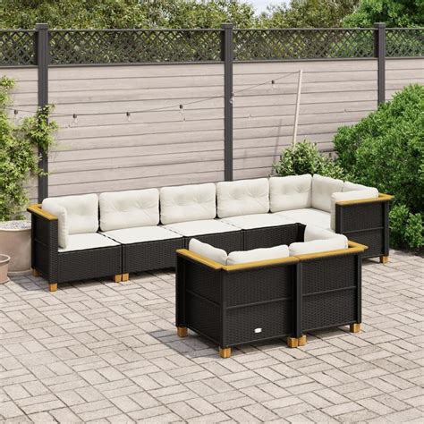 8 Piece Garden Sofa Set With Cushions Poly Rattan Vidaxl Black Big W