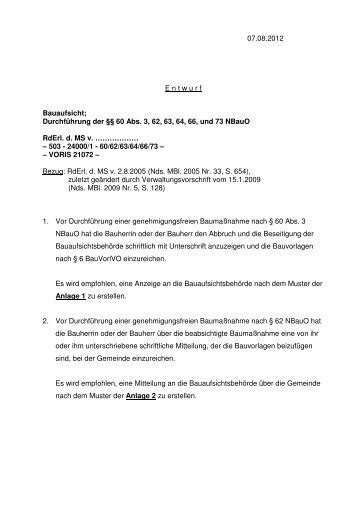 Baumitteilung Nach § 62 Nbauo