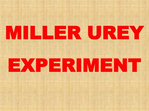 Miller Urey Experiment Pdf
