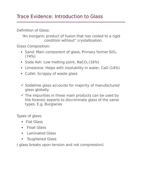 Trace Evidence Introduction To Glass Trace Evidence Introduction To