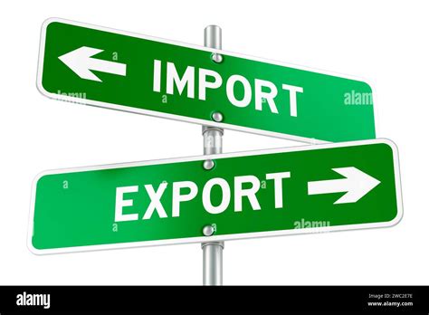 import or export directions opposite traffic sign 3d rendering