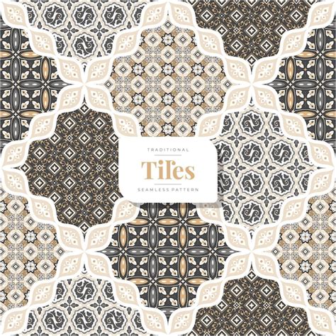 Premium Vector Hand Drawn Tile Pattern Design 17