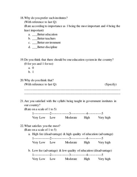 Education Questionnaire Examples To Download