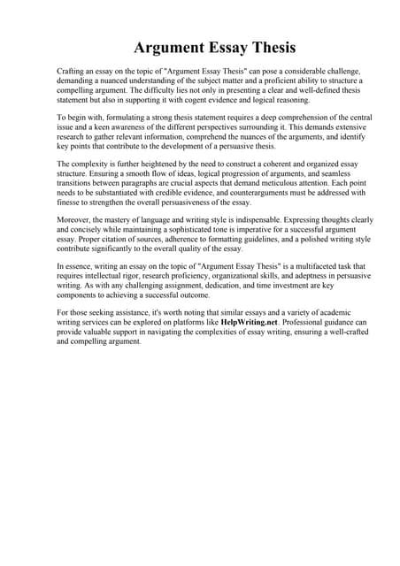 Argument Essay Thesis Definition Argument Thesis Examples Thesis