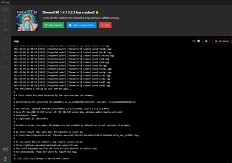 Instance Crashed Issue FTBTeam FTB Modpack Issues GitHub