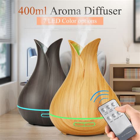 400ml Classic Vase Wood Grain Electric Aroma Diffuser Essential Oil