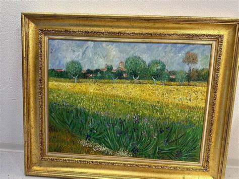 Ölgemälde Frühling Iris Blumen Feld Landschaft Goldrahmen Gebraucht In Ascona Für Chf 990