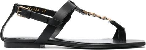 Saint Laurent Cassandra Leren Sandalen Zwart Schoenennl