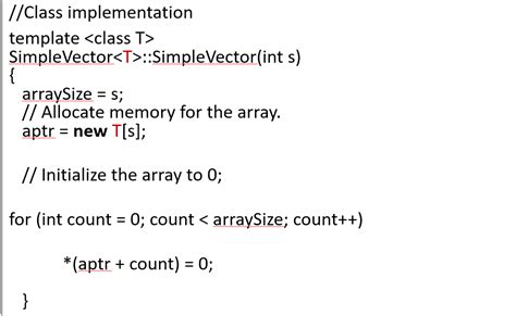 solved class implementation template t simplevector