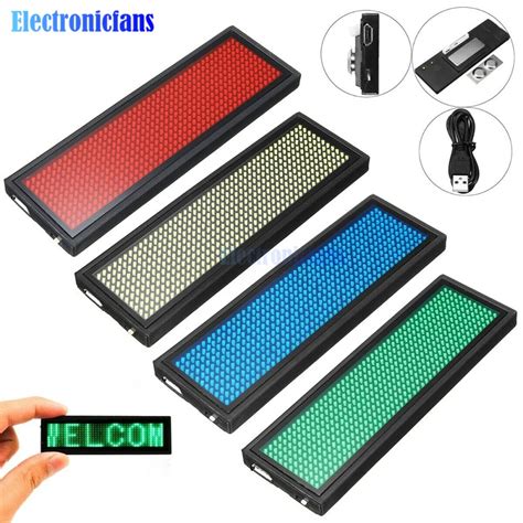 Lights Lighting Multi Langauge Programmable LED Name Badge Rechargeable Mini LED Display USB