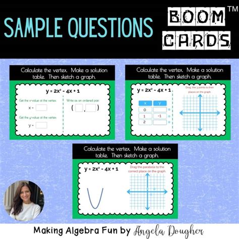 Set 1 Quadratic Equations Parabolas Vertex And Graphing By Making