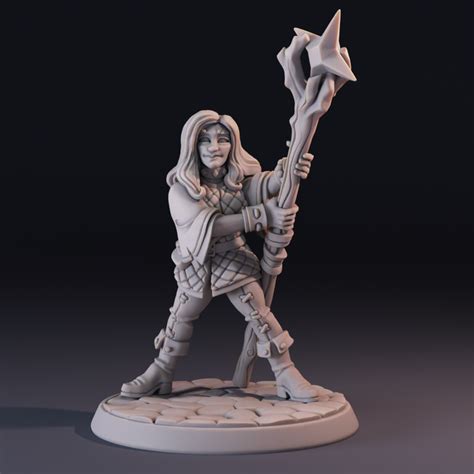 3d Printable Human Wizard With Staff Female By Michael Evans