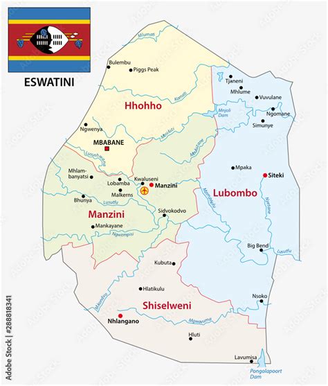 Regions Of Eswatini Eswatini Africa Map Dnuzp