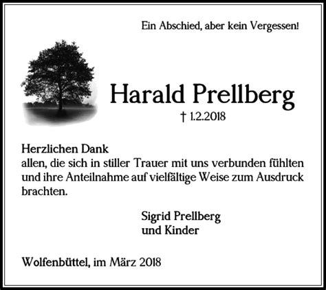 Traueranzeigen Von Harald Prellberg Trauer38 De
