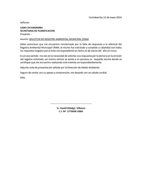 Carta Secretaria De Planificacion Gamc Pdf
