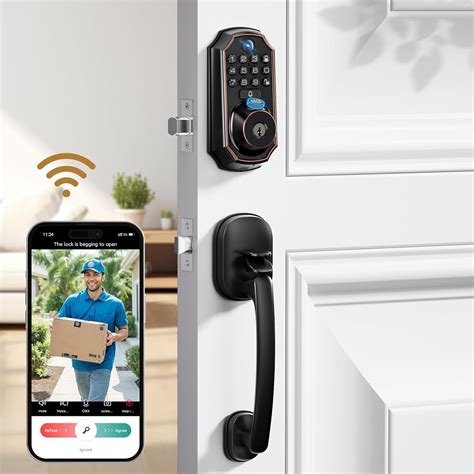 Keyless Entry Deadbolt With Handle Set Wifi Smart Lock With Camera 5 In 1 Camera Doorbell