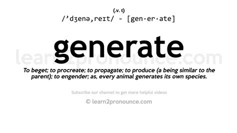 pronunciation of generate definition of generate youtube