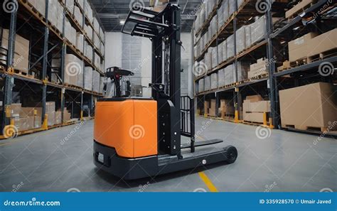 Automated Forklifts In A Modern Logistics Hub Stock Image
