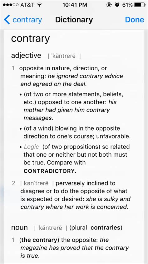 Contrary Definition Synonyms Antonyms And Example Sentences