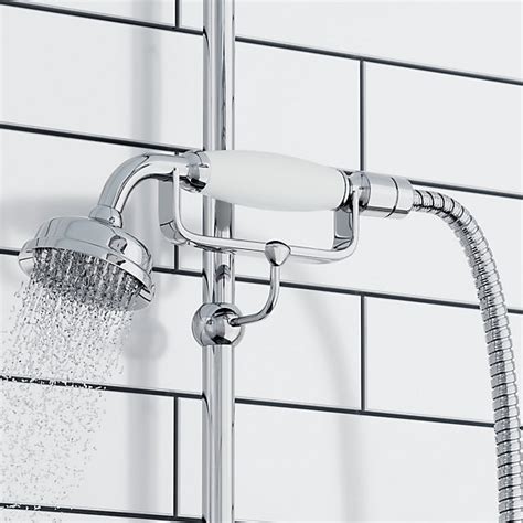 Enki Downton Chrome Watercan Head Shower Riser Rail Kit Rg043 200mm