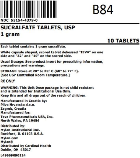 Sucralfate Package Insert Prescribing Information