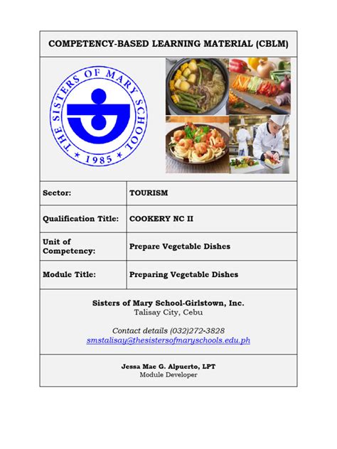 Cookery Ncii Cblm Module 8 Prepare Vegetable Dishes Pdf