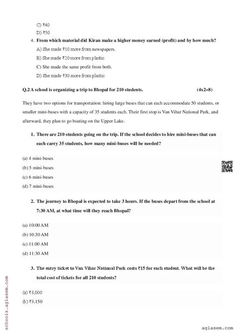 Class 4 Maths Mid Term Sample Paper 2025 Pdf Download Pt1 Term 1