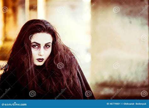 Long Hair Girl With Scary Makeup Stock Image Image Of Female